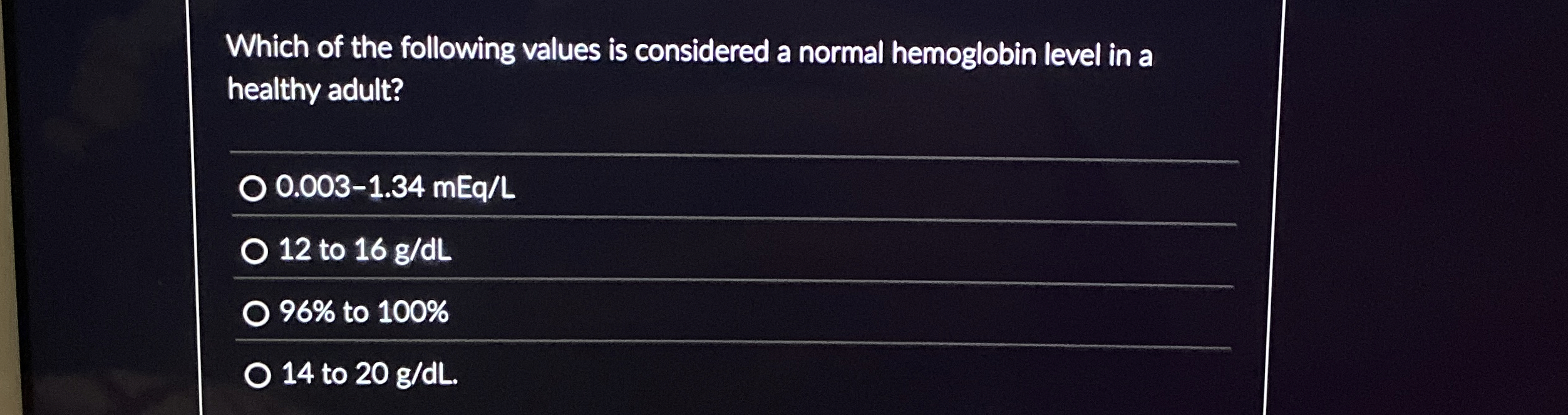 Solved Which of the following values is considered a normal | Chegg.com