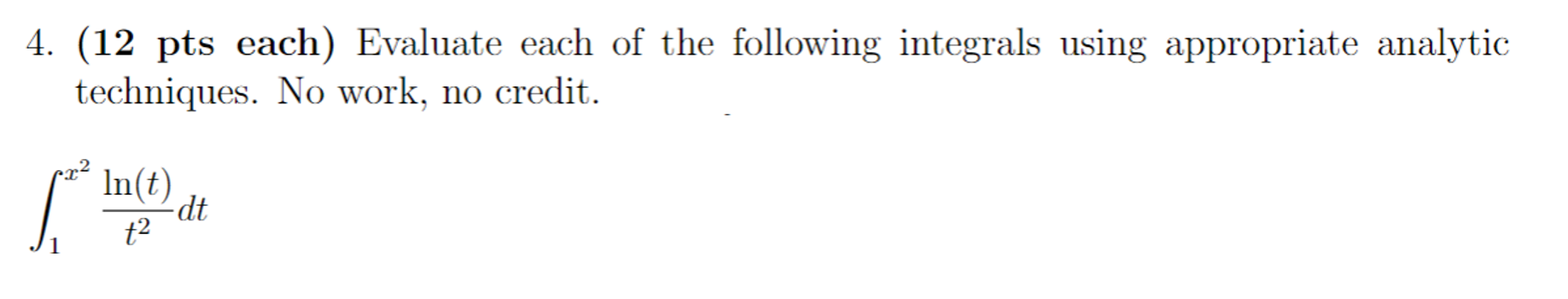 Solved (12 ﻿pts each) ﻿Evaluate each of the following | Chegg.com