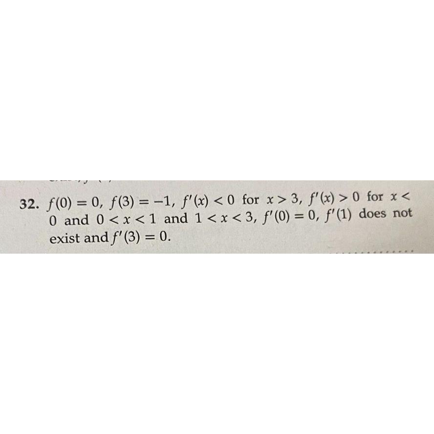Solved f(0)=0,f(3)=-1,f'(x) 3,f'(x)>0 ﻿for x