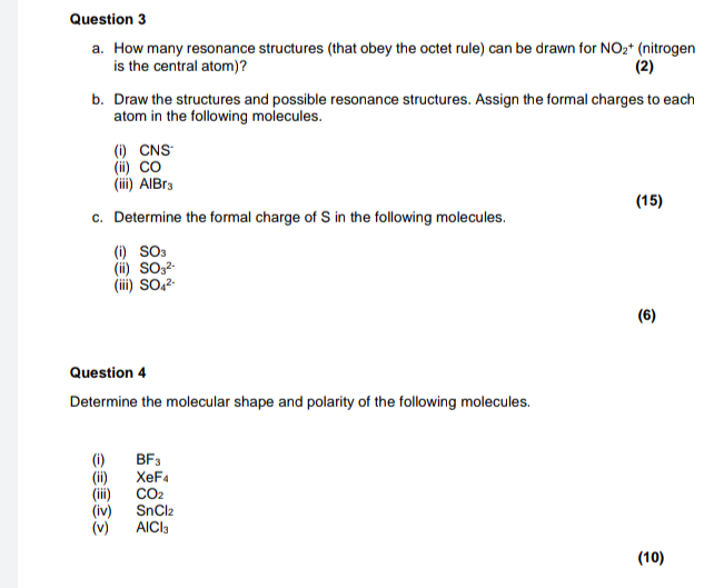 Solved a. How many resonance structures (that obey the octet | Chegg.com