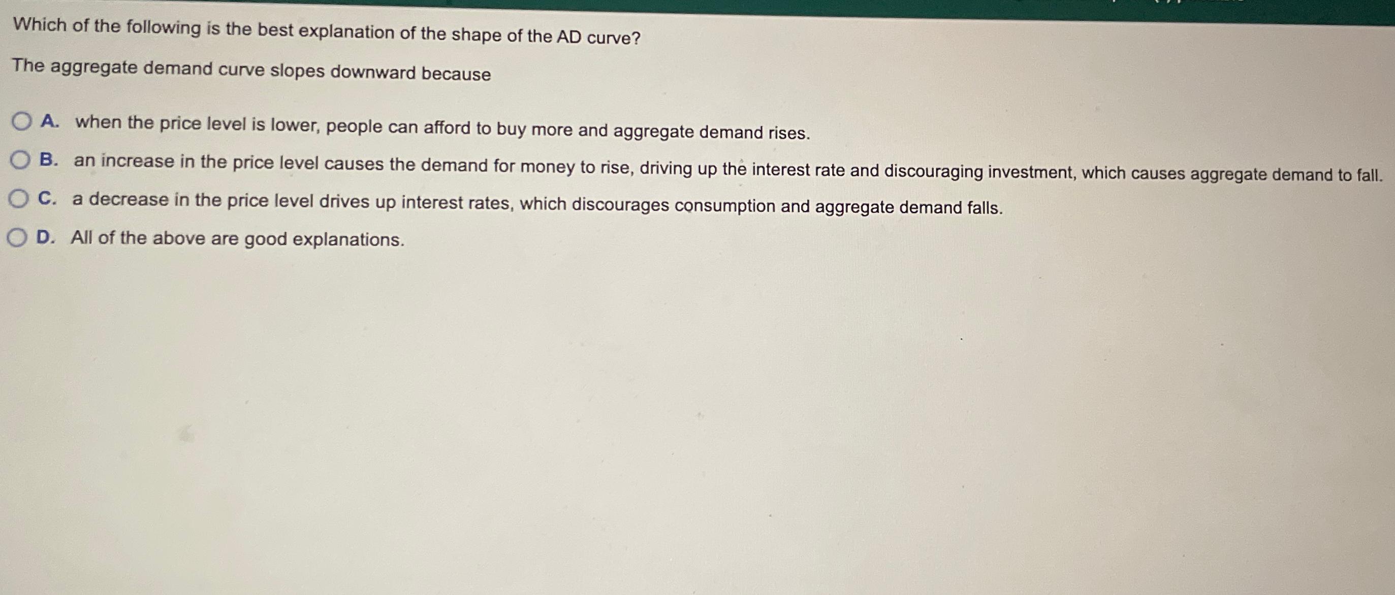Solved Which of the following is the best explanation of the | Chegg.com