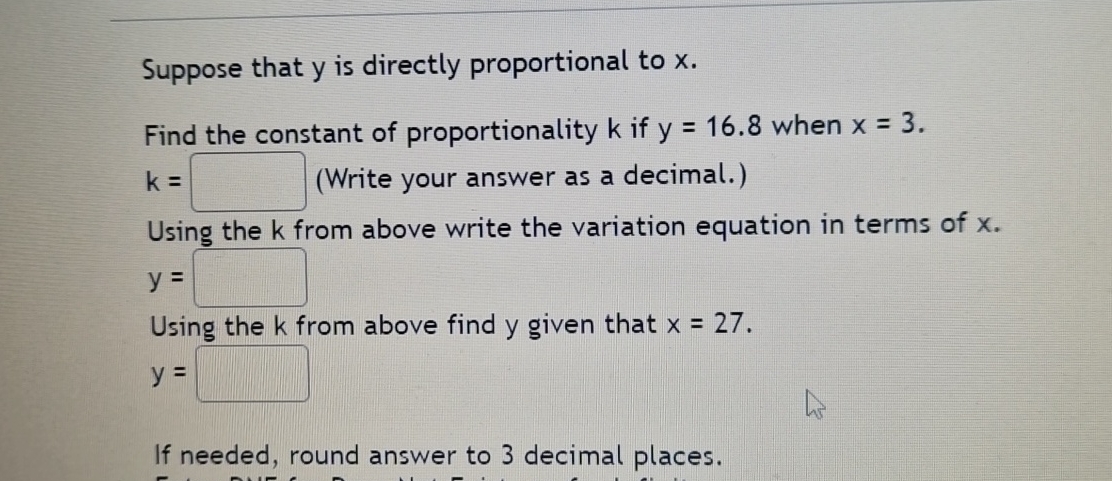 Solved What does this mean Suppose that y ﻿is directly | Chegg.com