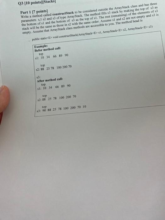 Solved Q3 [10 points][Stacks] Part 1 [7 points] Write a | Chegg.com