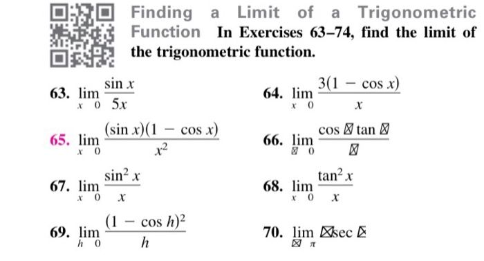 Solved Finding A Limit Of A Trigonometric Function In