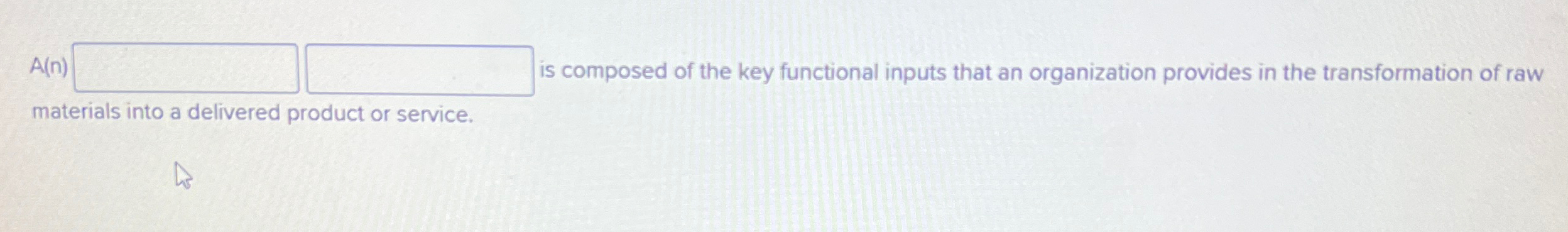 Solved A(n) ﻿is composed of the key functional inputs | Chegg.com