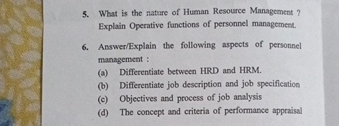 Solved 5.What is the nature of Human Resource Management ? | Chegg.com