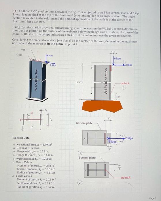 Solved The 10-ft. W12x30 steel column shown in the figure is | Chegg.com