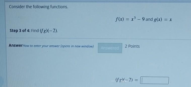 Solved Consider the following functions. f(x)=x3−9 and | Chegg.com