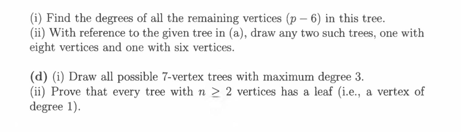 (i) Find the degrees of all the remaining vertices | Chegg.com