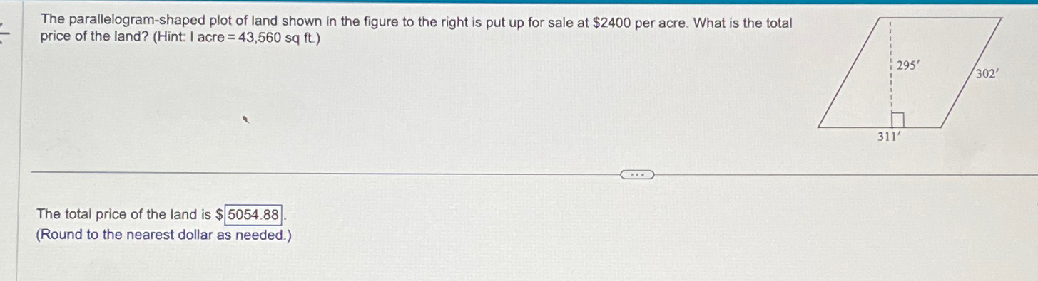 Solved The parallelogram-shaped plot of land shown in the | Chegg.com