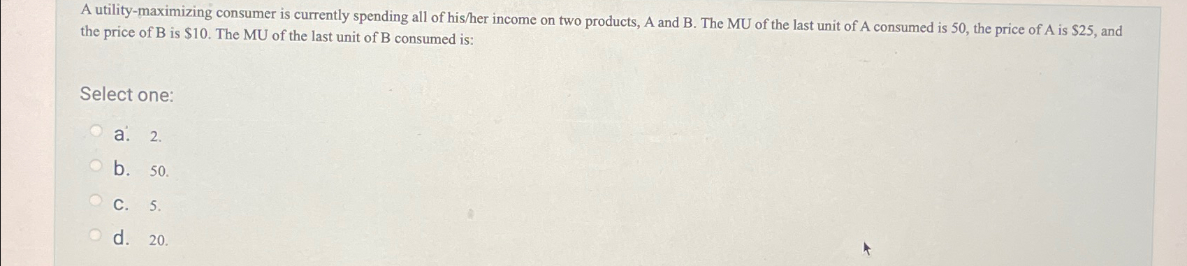 Solved A utility-maximizing consumer is currently spending | Chegg.com