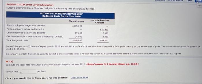 Solved ON 1 BACK NEXT Problem 21-03A (Part Level Submission) | Chegg.com