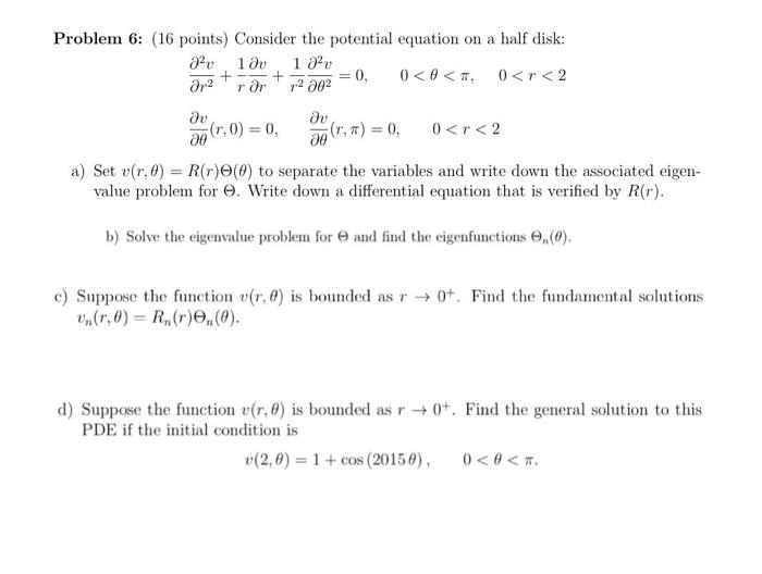 Solved Problem 6: (16 points) Consider the potential | Chegg.com