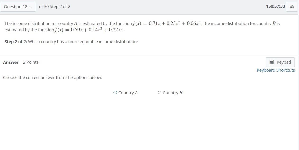 The income distribution for country A is estimated by | Chegg.com