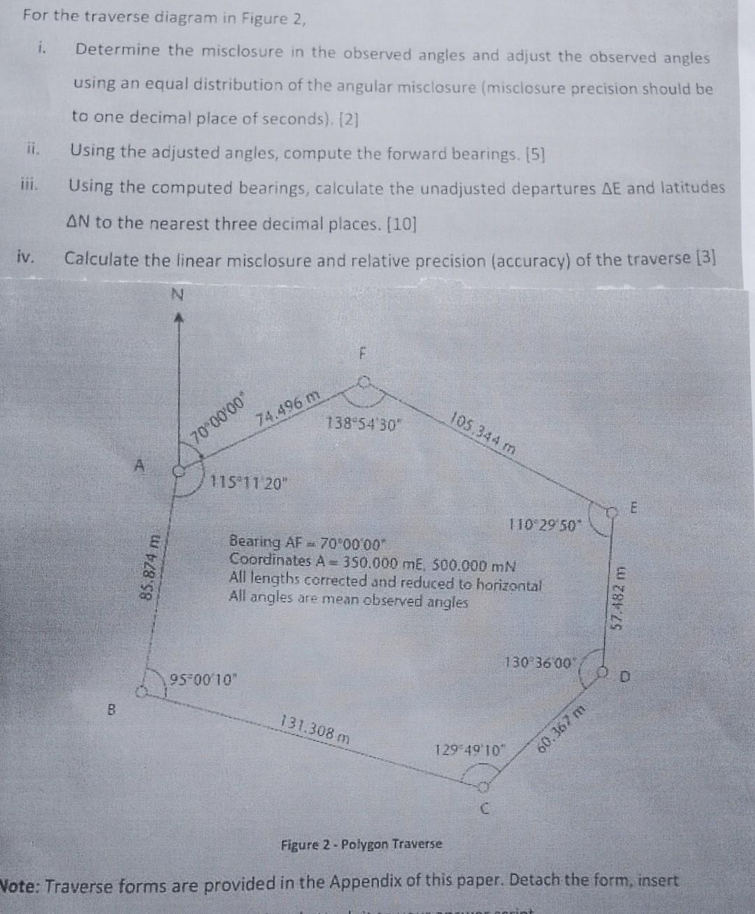 For the traverse diagram in Figure 2 , i. Determine | Chegg.com