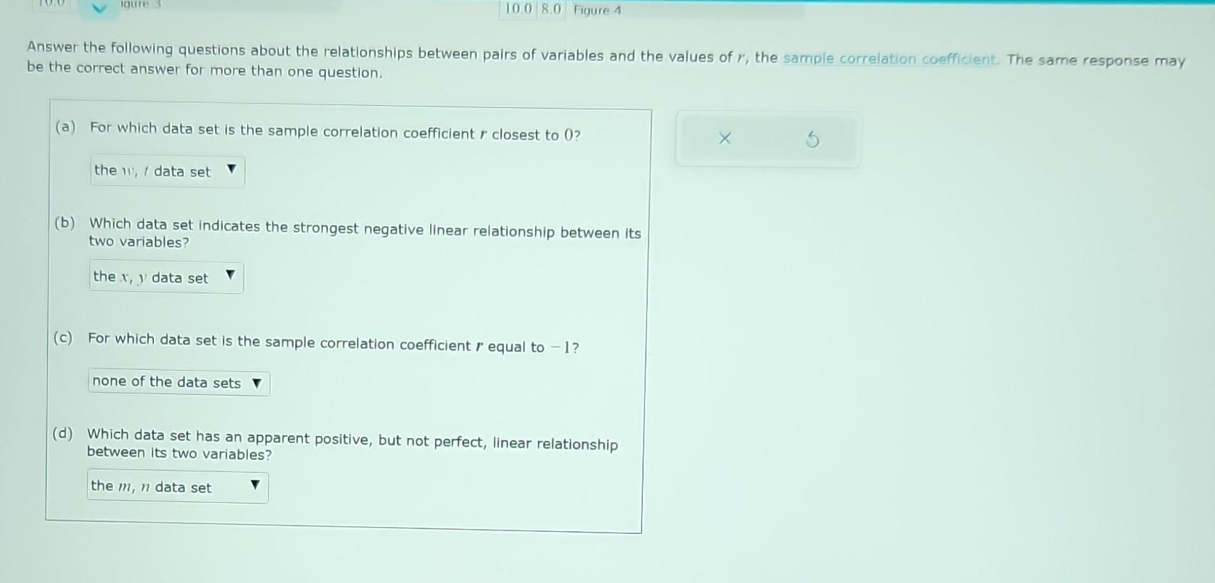 Solved Below are tour bivariate data sets and their scatter | Chegg.com