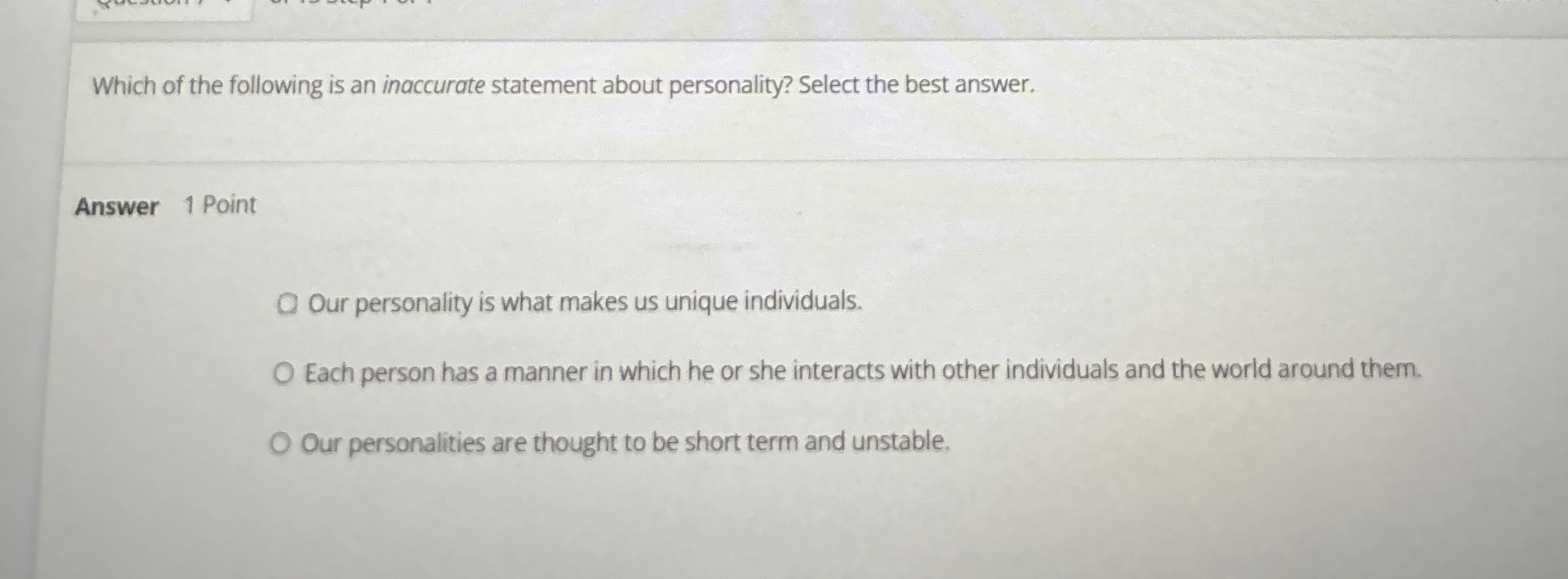 Solved Which of the following is an inaccurate statement | Chegg.com