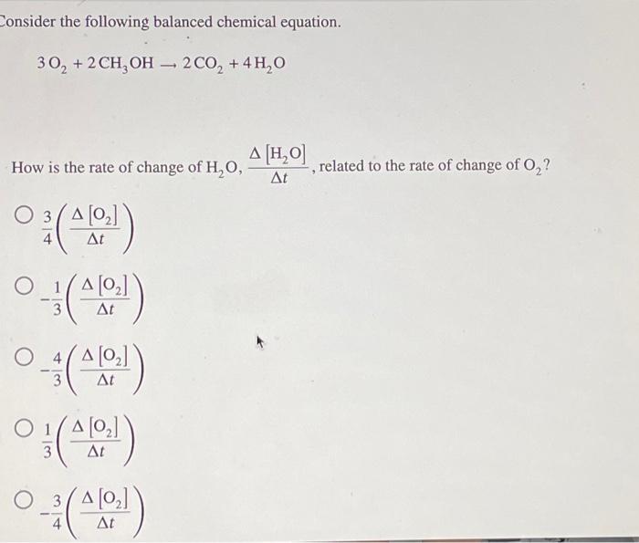 Solved Consider the following balanced chemical equation. | Chegg.com