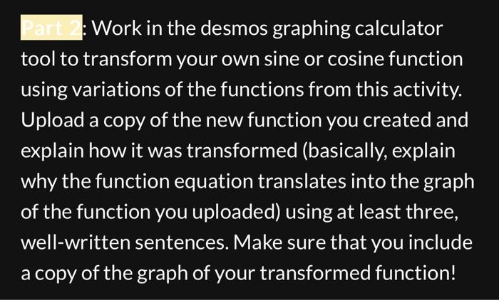 Solved Work in the desmos graphing calculator tool to | Chegg.com