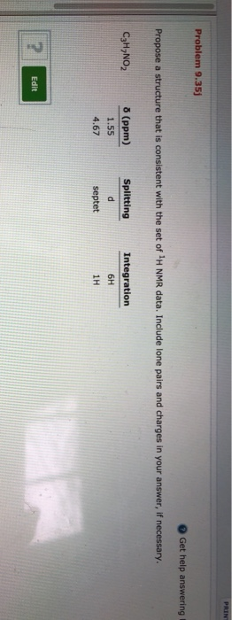 Solved Problem 9.35h Select the structure that is consistent | Chegg.com