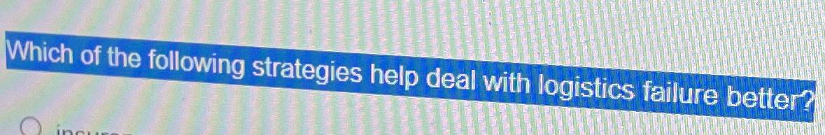 Solved Which of the following strategies help deal with | Chegg.com