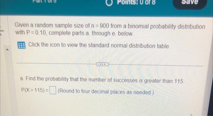 Solved Given a random sample size of \\( n=900 \\) from a | Chegg.com