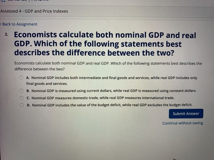 Solved Assessed 4 - GDP and Price Indexes