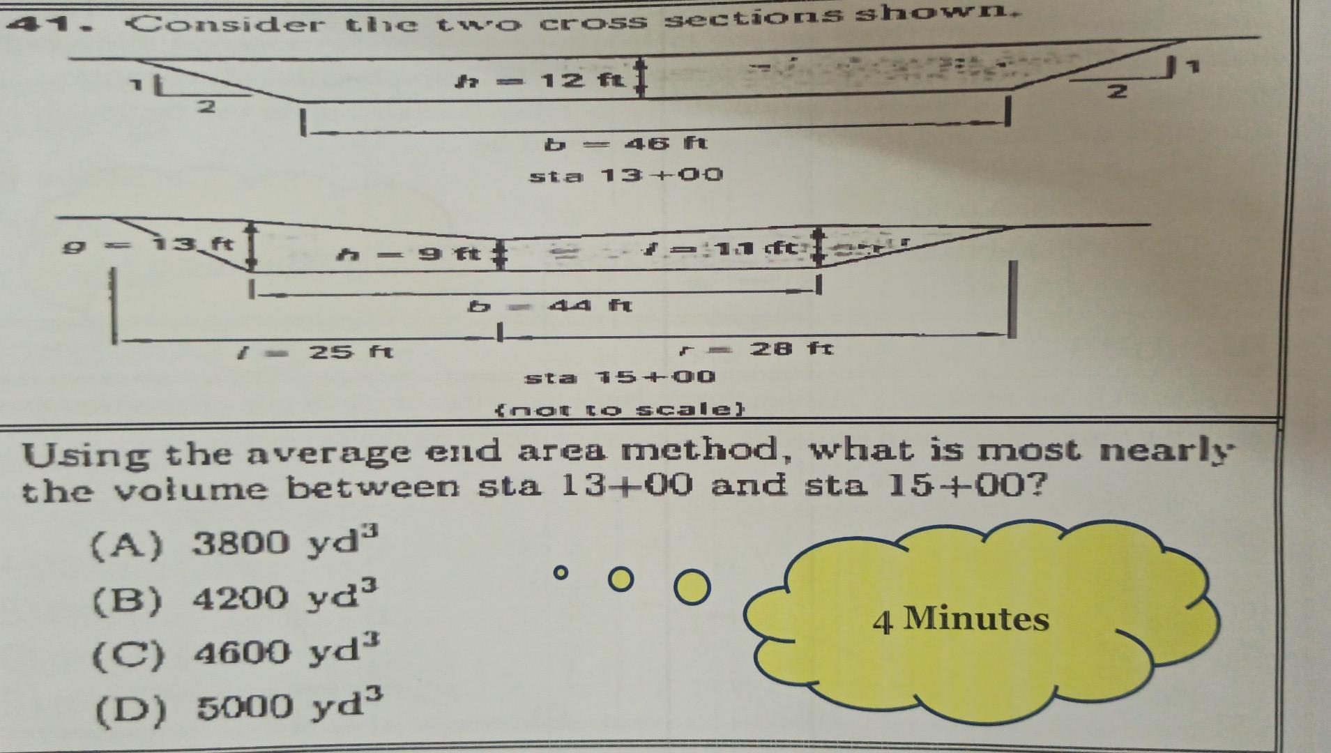 Solved Using the average end area method, what is most | Chegg.com