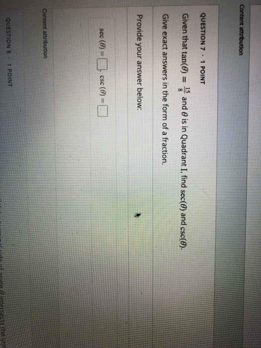 Solved Content attribution QUESTION 7 · 1 POINT Given that | Chegg.com Solved Content attribution QUESTION 7 · 1 POINT Given that | Chegg.com