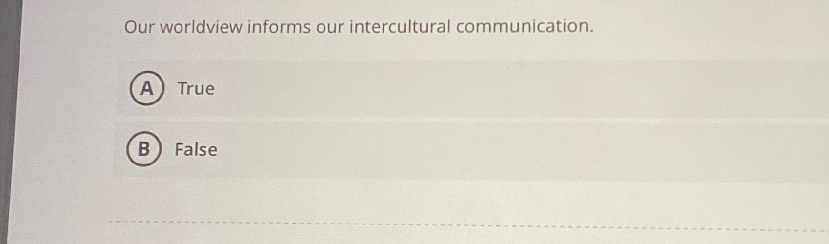 Solved Our worldview informs our intercultural | Chegg.com