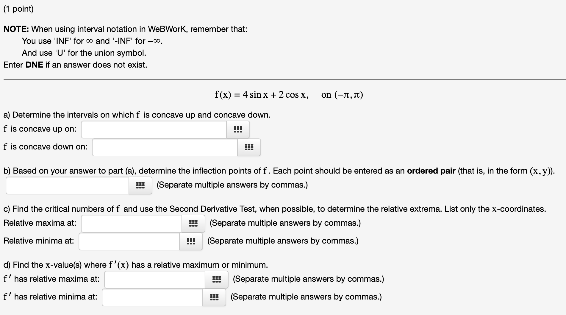 Solved NOTE: When using interval notation in WeBWorK, | Chegg.com