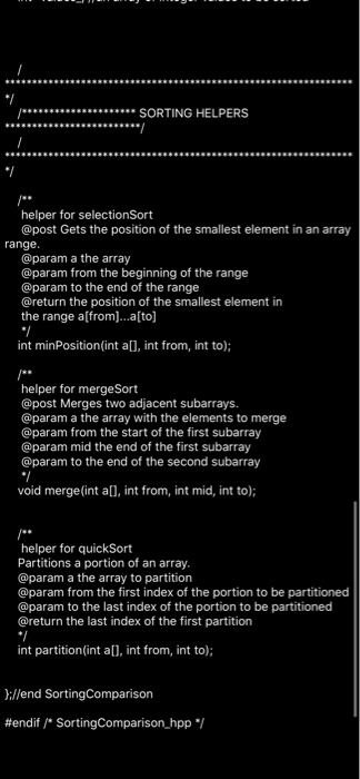 Part 1: You must modify each sorting function to | Chegg.com