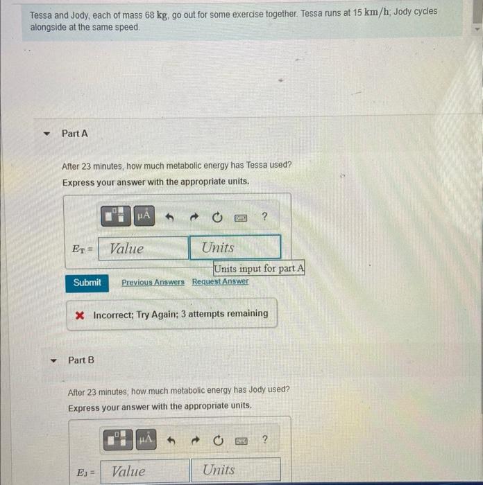 Solved Tessa and Jody, each of mass 68 kg, go out for some | Chegg.com