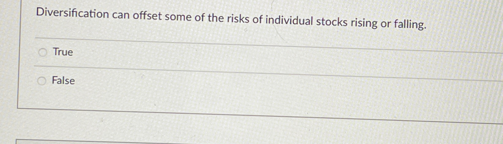Solved Diversification can offset some of the risks of | Chegg.com