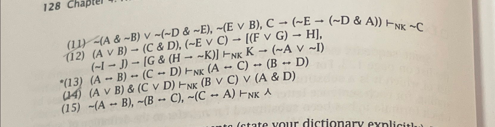 (11) ∼(A&∼B)vv∼(∼D&∼E),∼(EvvB),C→(∼E→(∼D&A))|--?NK∼C| | Chegg.com