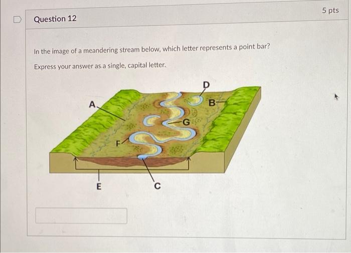 Solved Question 12 In the image of a meandering stream | Chegg.com