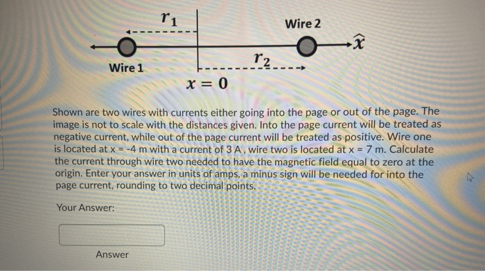 Solved ri Wire 2 r2 .. Wire 1 x = 0 Shown are two wires with | Chegg.com