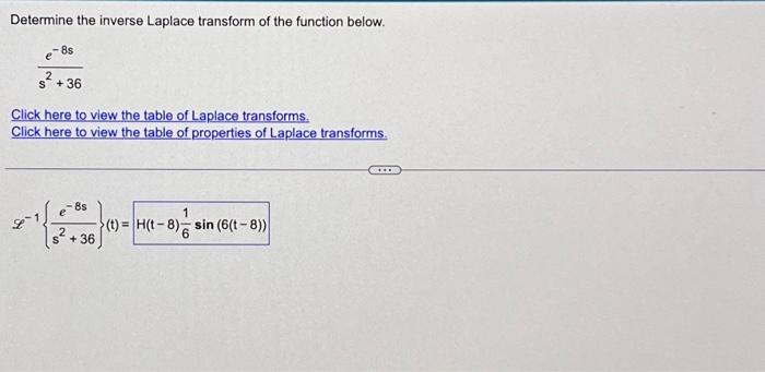 Solved Determine the inverse Laplace transform of the | Chegg.com