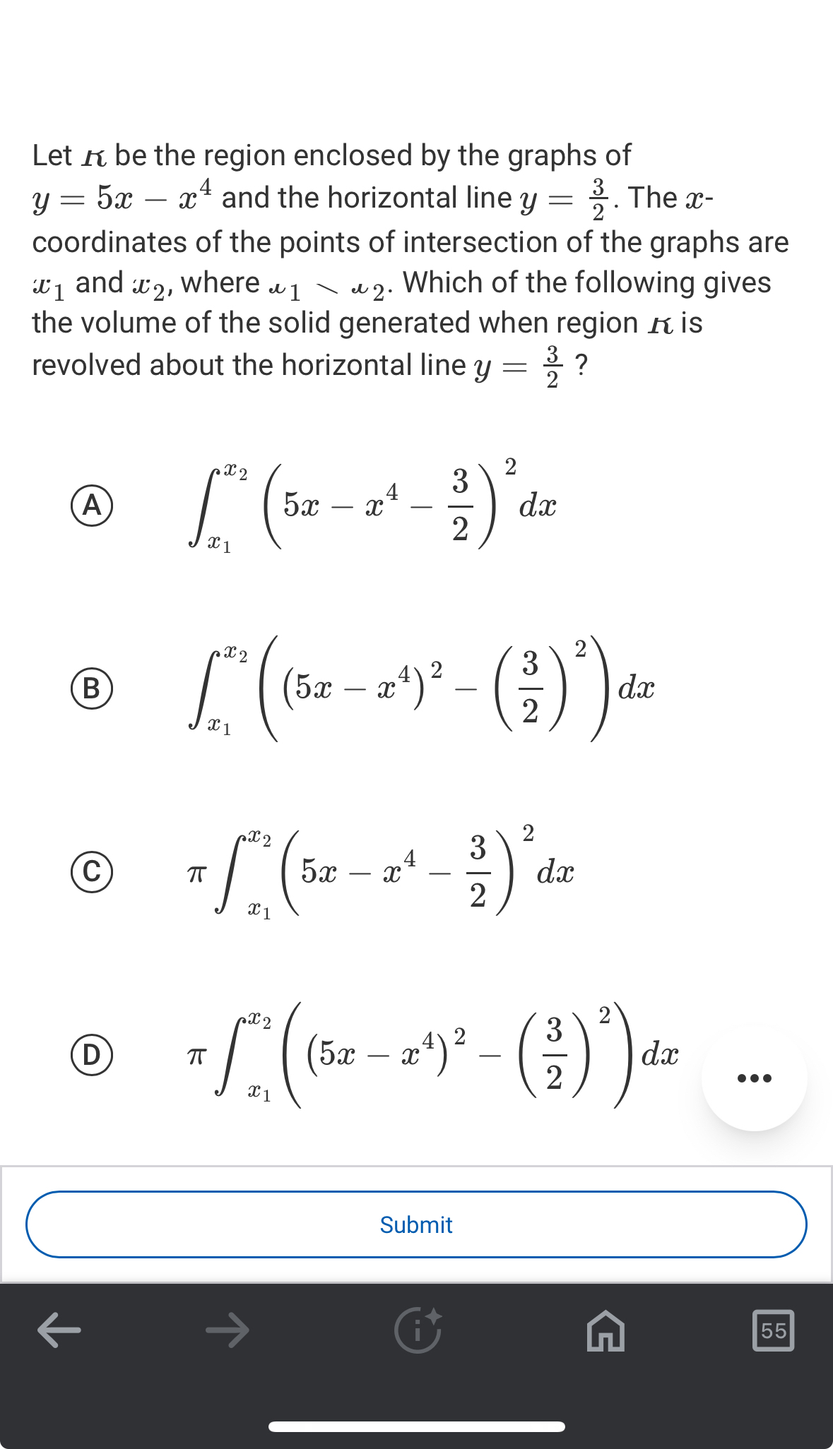 Solved Let R be the region enclosed by the graphs of y=5x-x4 | Chegg.com
