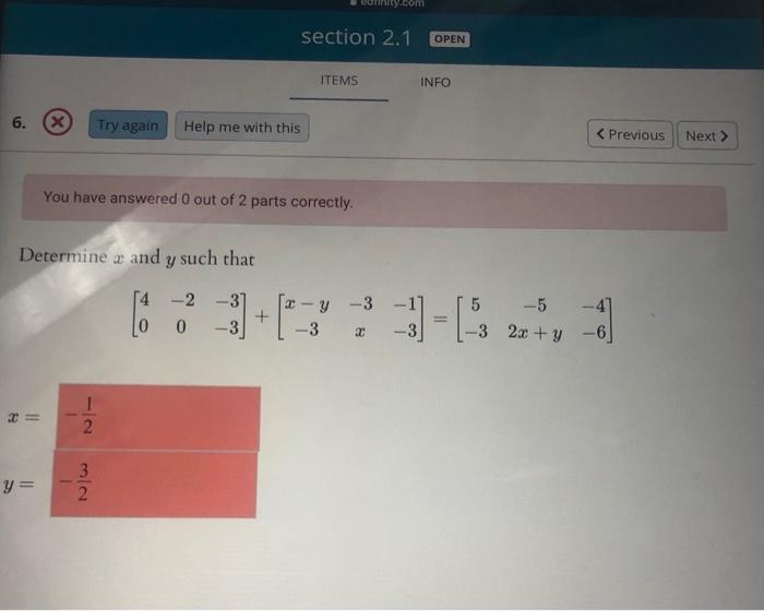 Solved You have answered 0 out of 2 parts correctly. | Chegg.com