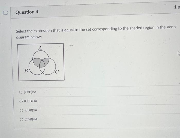 Solved Select the expression that is equal to the set | Chegg.com