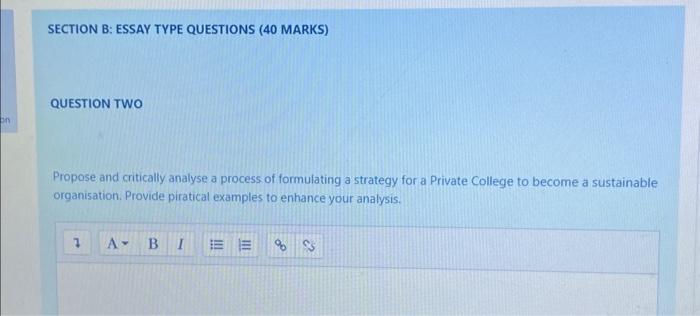 Solved SECTION B: ESSAY TYPE QUESTIONS (40 MARKS) QUESTION | Chegg.com