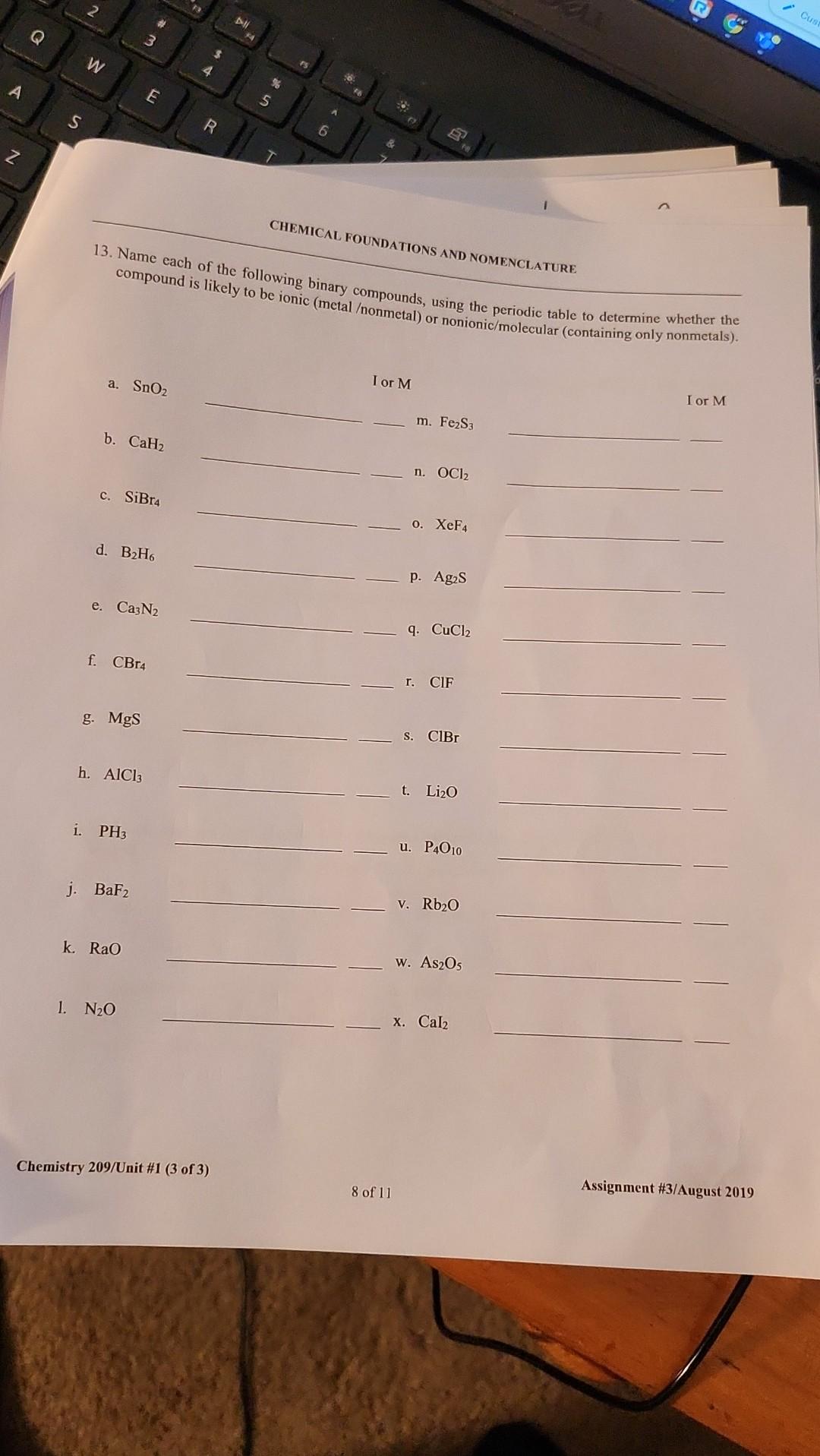 Solved Name each of the following binary compounds using the | Chegg.com
