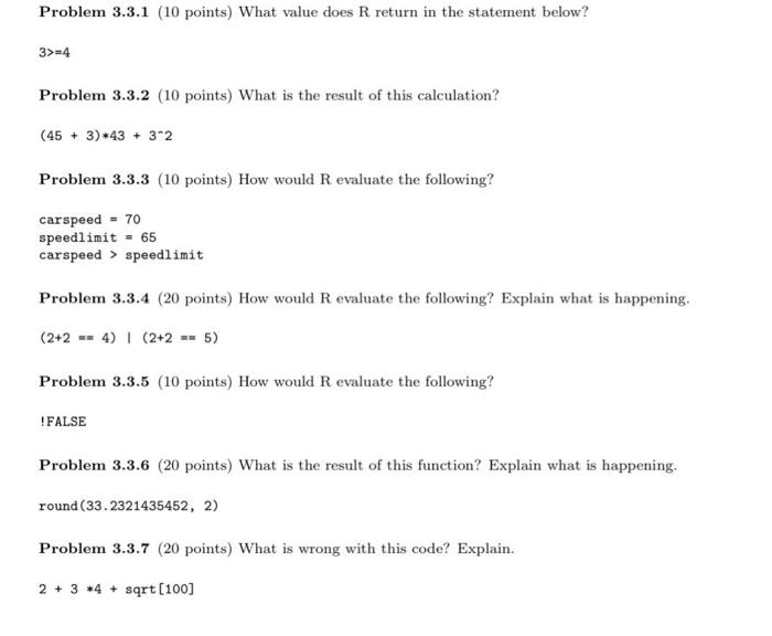 Solved Problem 3.3.1 (10 points) What value does R return in | Chegg.com