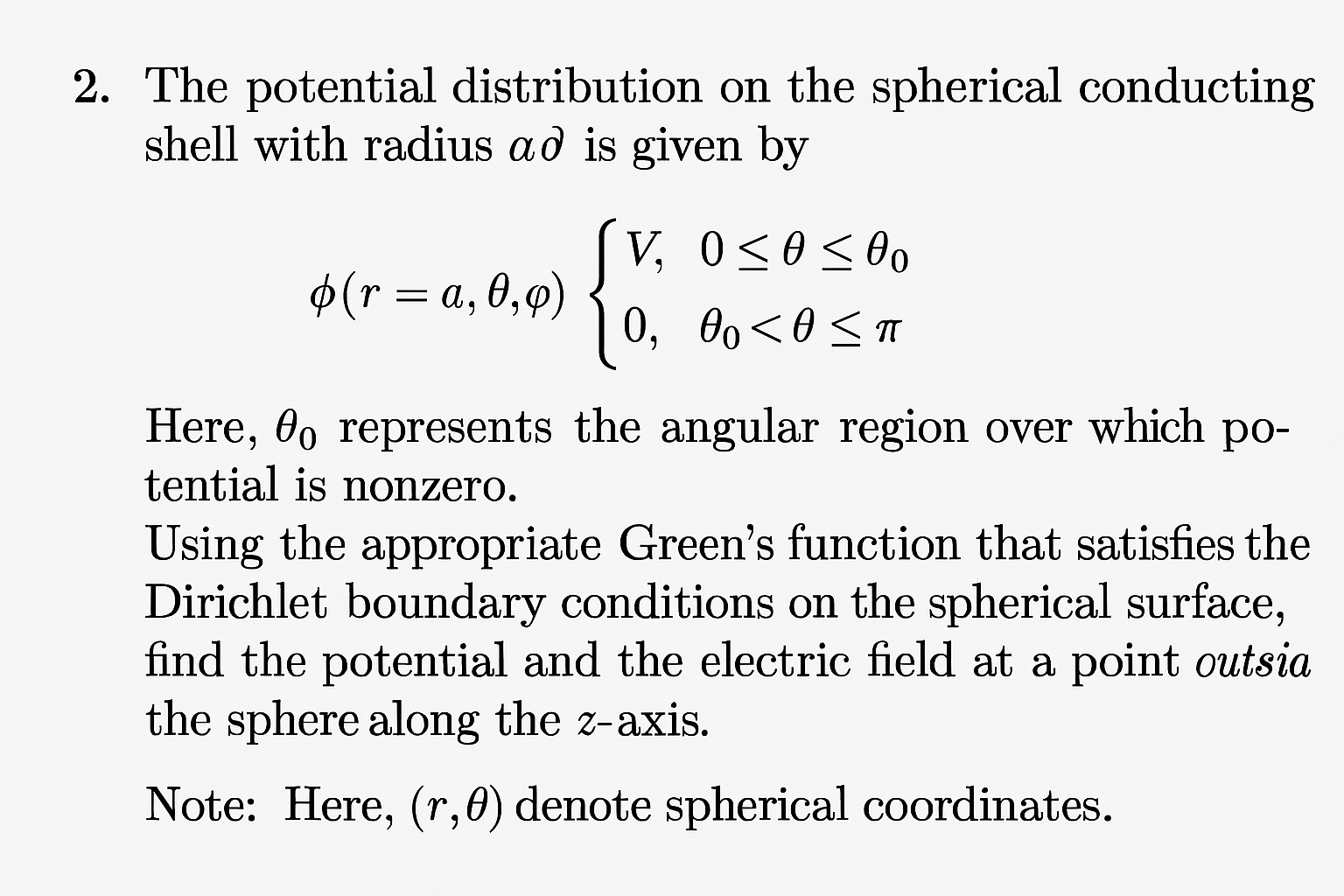 Solved Here, \thetao represents the angular region over | Chegg.com