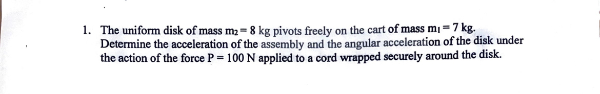 Solved The uniform disk of mass m2=8kg ﻿pivots freely on the | Chegg.com