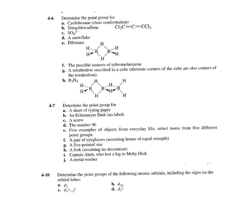 Solved 4-1 Determine the point groups for a. Ethane | Chegg.com