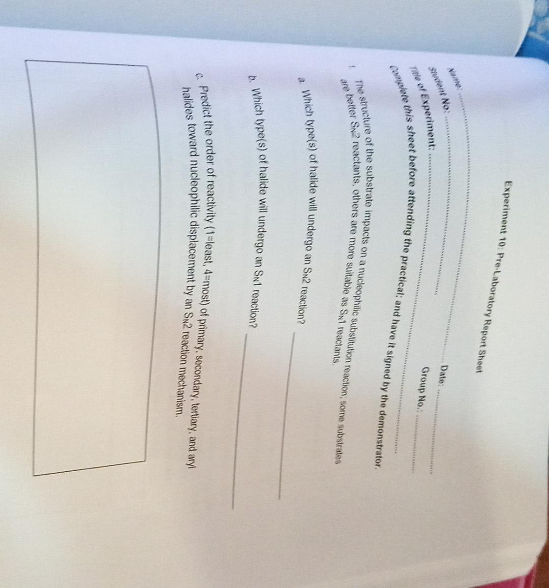 Solved Experiment 10: Pre-Laboratory Report Sheet Date: | Chegg.com