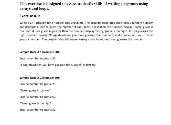 Solved This exercise is designed to assess student's skills | Chegg.com