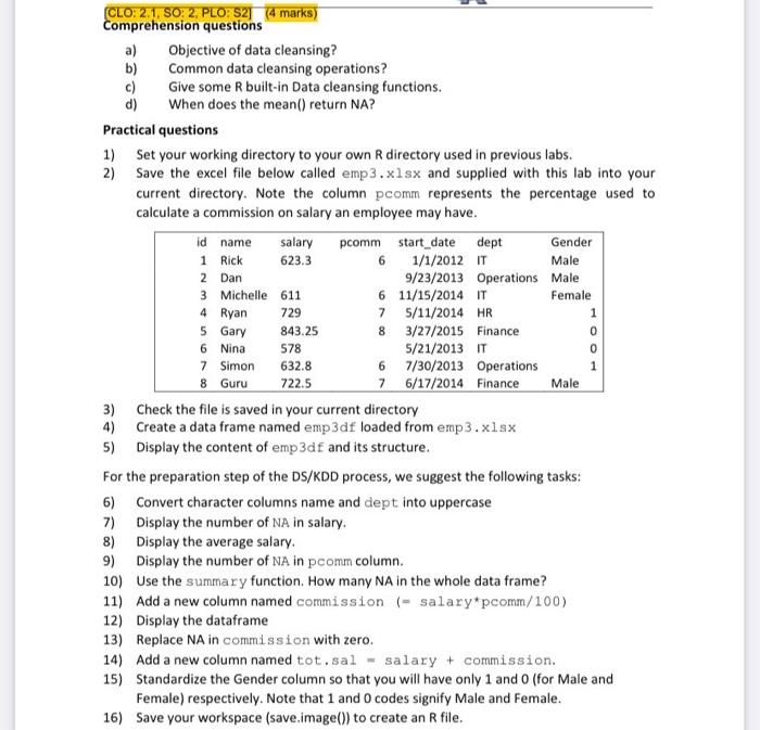 Solved [CLO: 2.1, SO: 2, PLO: S2] (4 marks) Comprehension | Chegg.com